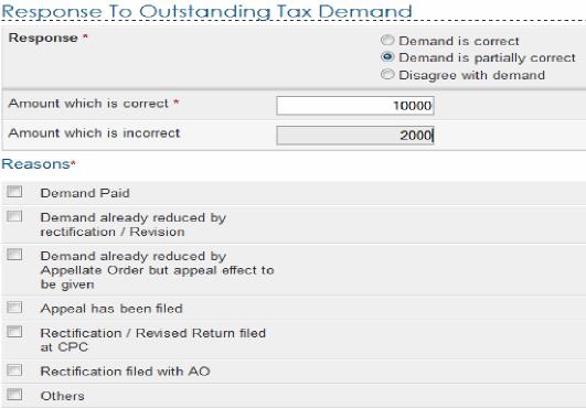 How to submit Response to Outstanding Income Tax Demand