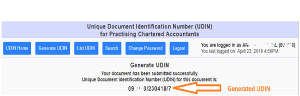 Unique Document Identification Number (UDIN) for Practising CAs