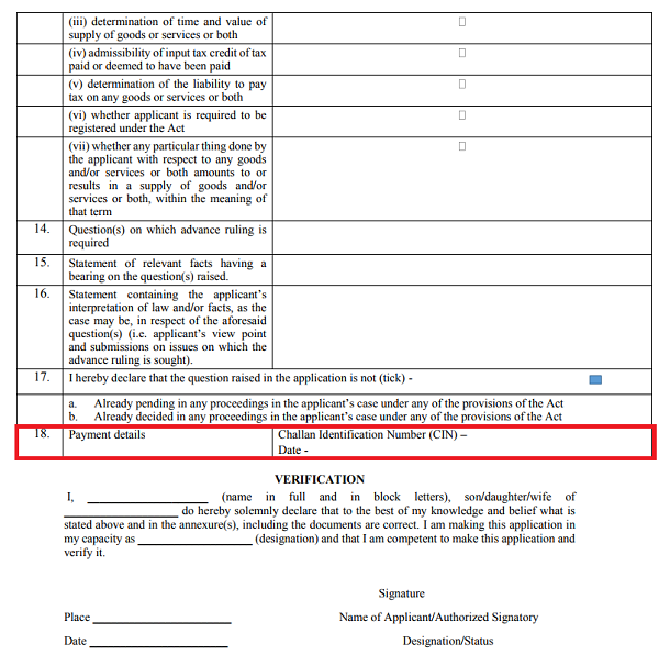 Advance Ruling for Unregistered Dealers (FORM GST ARA-01)