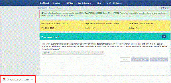 How to claim GST Refund if no specific refund application available