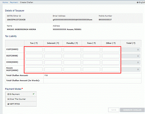 How to create GST Payment Challan and Edit the Saved Challan
