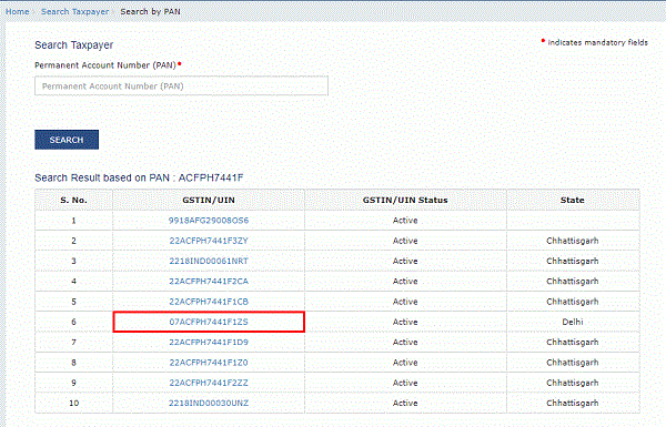 How to search details of a taxpayer using PAN on GST Portal