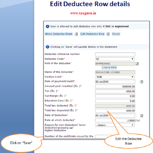 How to edit deductee details in unmatched TDS/TCS challans