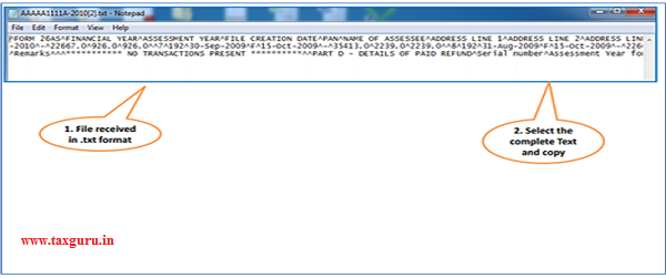 Procedure of Converting Form 26AS Text File to Excel File