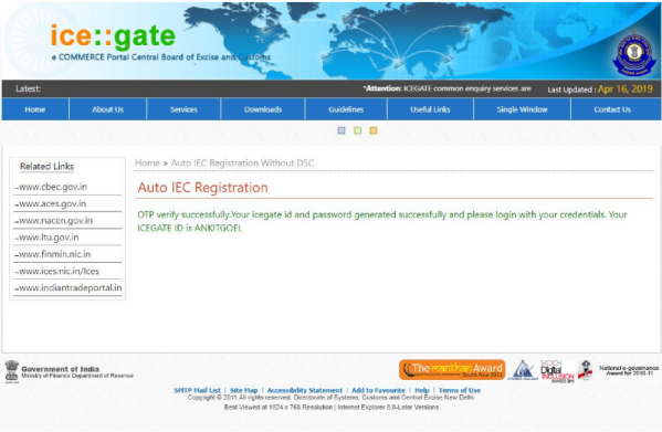 Advisory for Simplified Auto Registration at ICEGATE