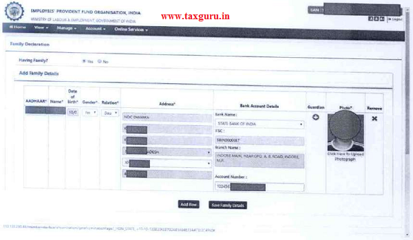 Provision of e-Nomination at Member Interface at Unified EPFO Portal