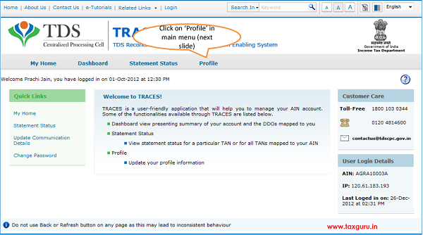 TRACES Tutorial for PAO on Registration, Login, Password, View AIN, TAN ...