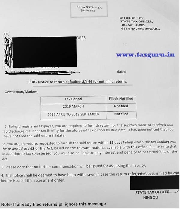 SOP in case of non filling of GST returns- Analysis