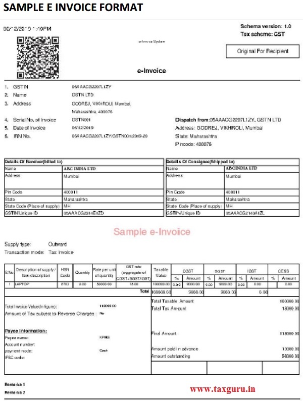 E-Invoice system under GST
