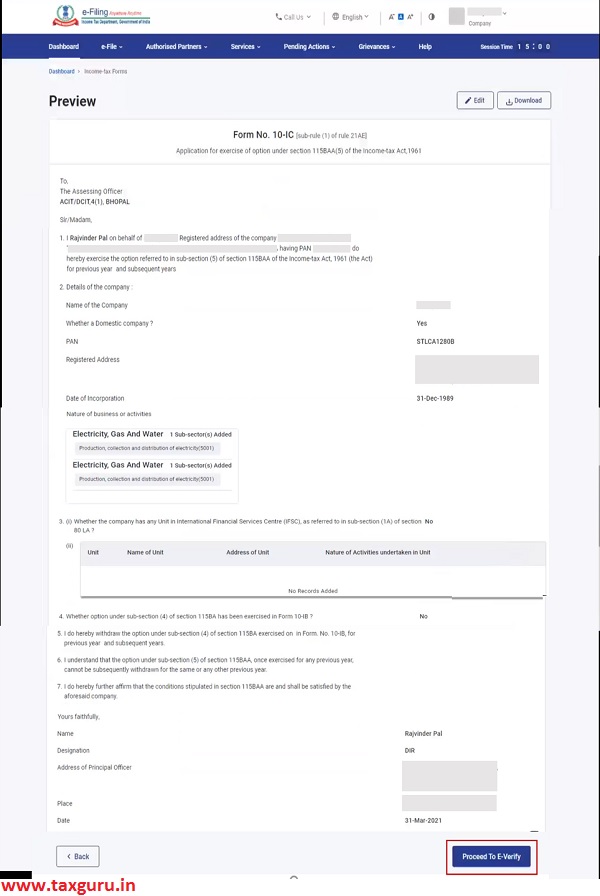 How Domestic Company can file Form 10-IC for opting concessional rate