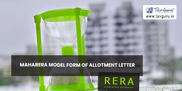 MahaRERA Model Form of Allotment Letter
