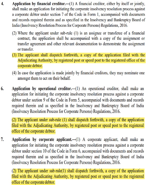 Notice to Creditors before admitting IBC Section 10 Application is Not mandatory