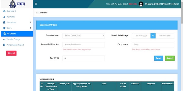 SAMAY User Manual for Chief Commissioner/Commissioner/ADG/DG