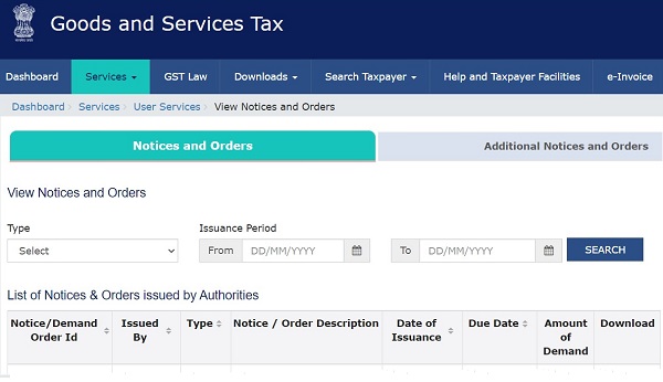 GST Portal Integrates Notices & Additional Notices in a single window